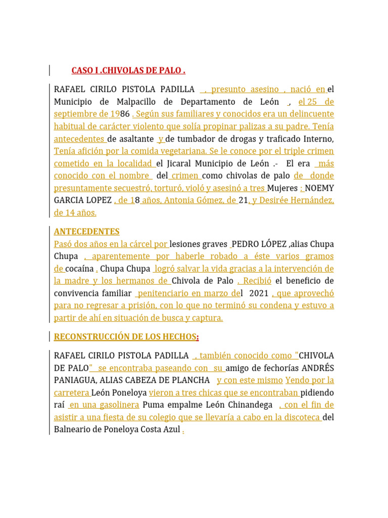 RECONSTRUCCION DE HECHOS Foreros S | PDF
