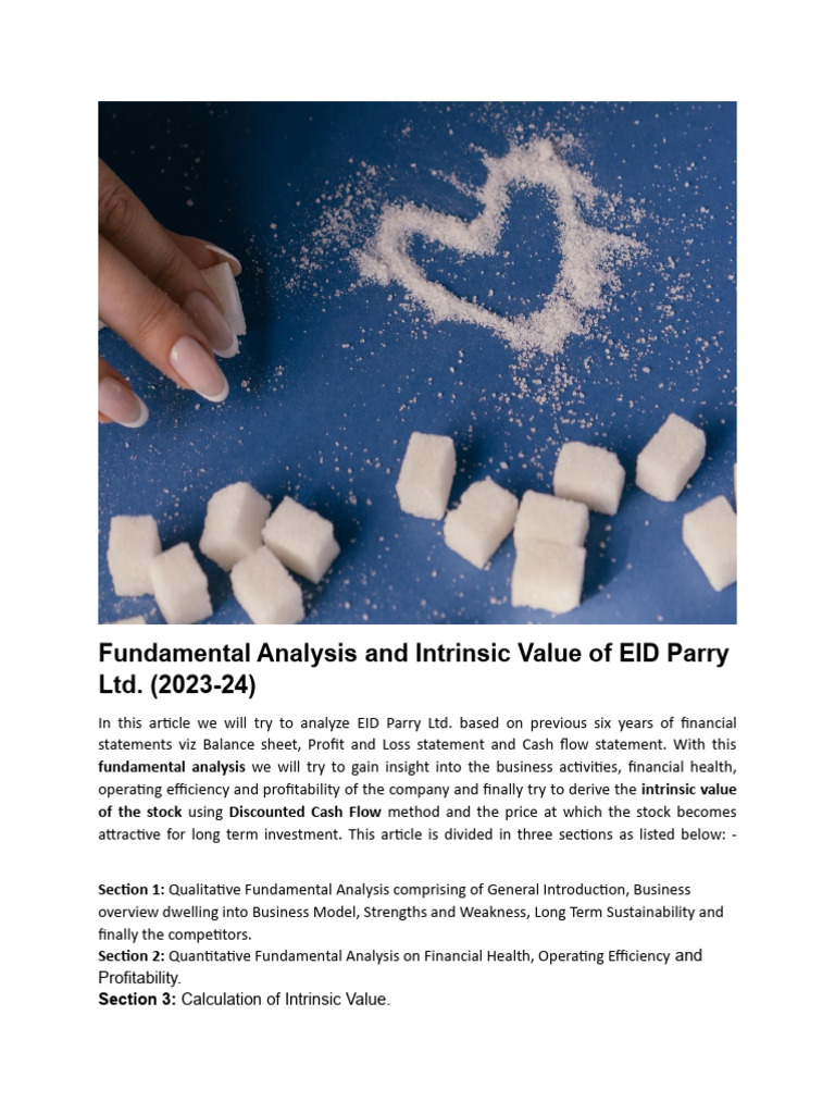 EID Parry Ltd. Notes - 26 Jan 24 | PDF | Valuation (Finance) | Sugarcane
