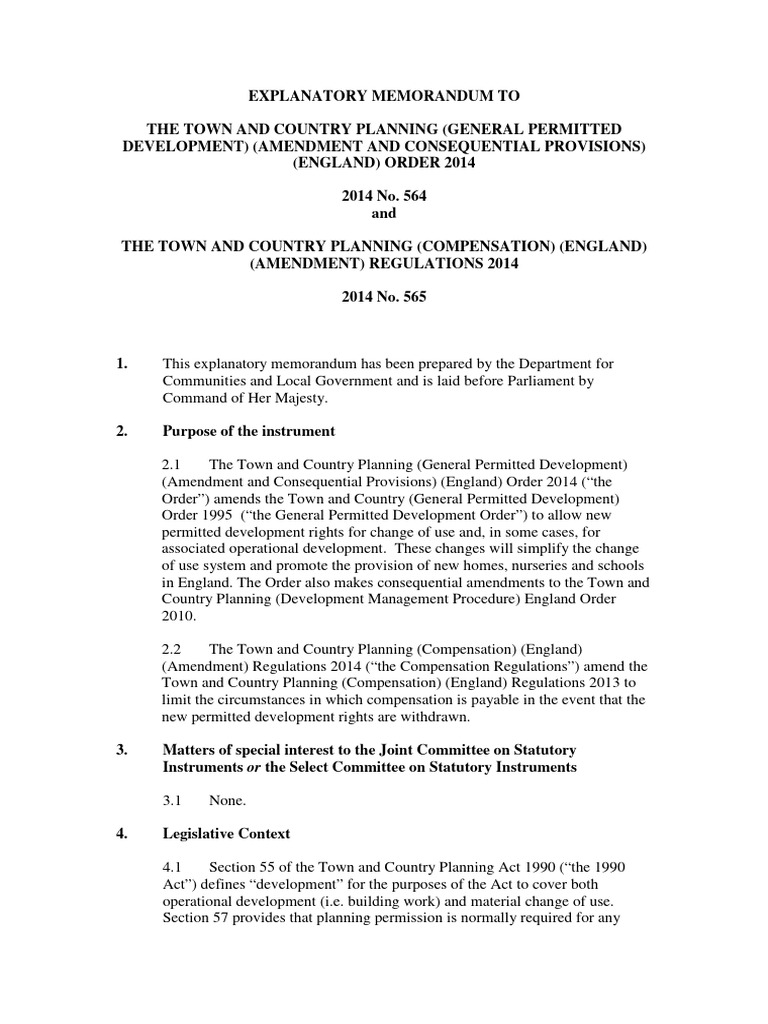 Explanatory Memorandum To Permitted Development Changes | Download Free ...