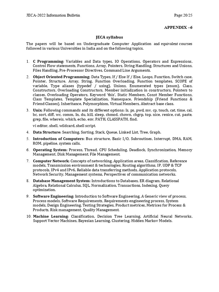 jeca syllabus | PDF | Computer Network | Class (Computer Programming)