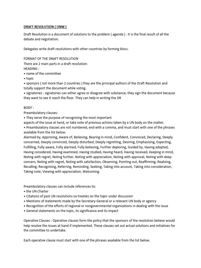 Draft Resolution UNW | PDF | United Nations | International Relations