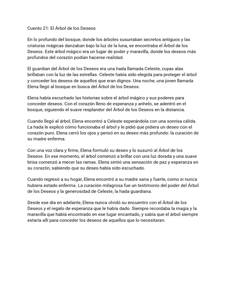 Cuento 21 - El Árbol de Los Deseos | PDF