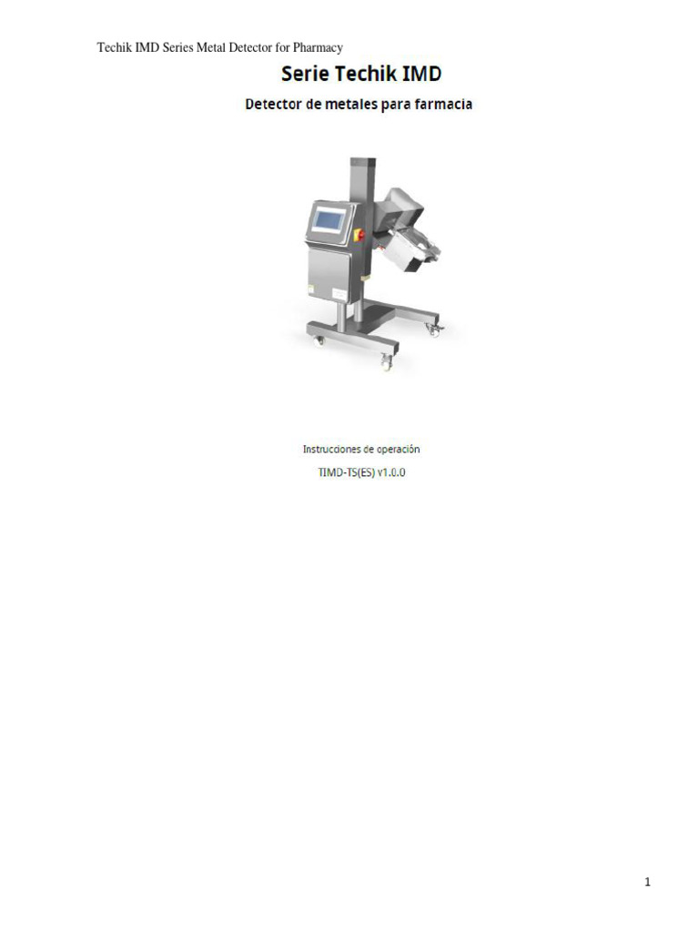 Techik IMD Series Metal Detector For Pharmacy | PDF | Contraseña ...