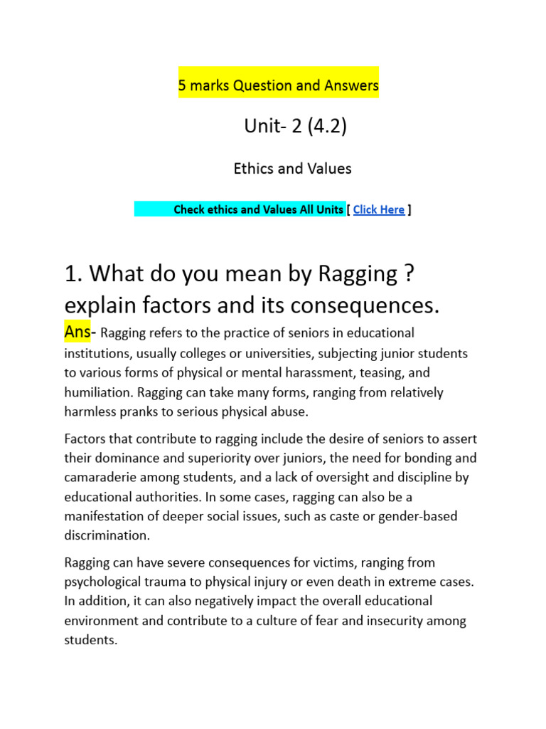 Unit2 (4.2) - 5marks Important Question and Answers | PDF | Mental Disorder | Intellectual Property