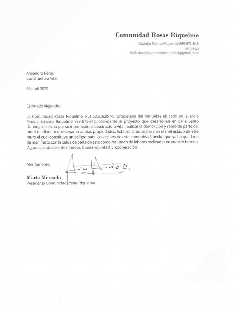 Carta Constructora Muo | PDF