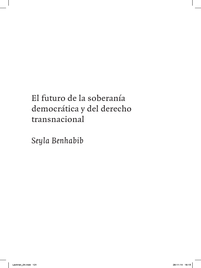 Seyla-Benhabib El Futuro de La Soberanía Democrática | PDF | Democracia ...