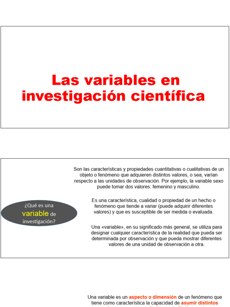 Las Variables de Investigación | PDF | Evaluación | Nivel de medida