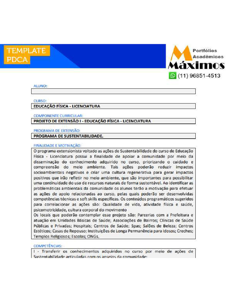 Projeto de Extensao Educacao Fisica | PDF Projeto de Extensao Educacao Fisica | PDF