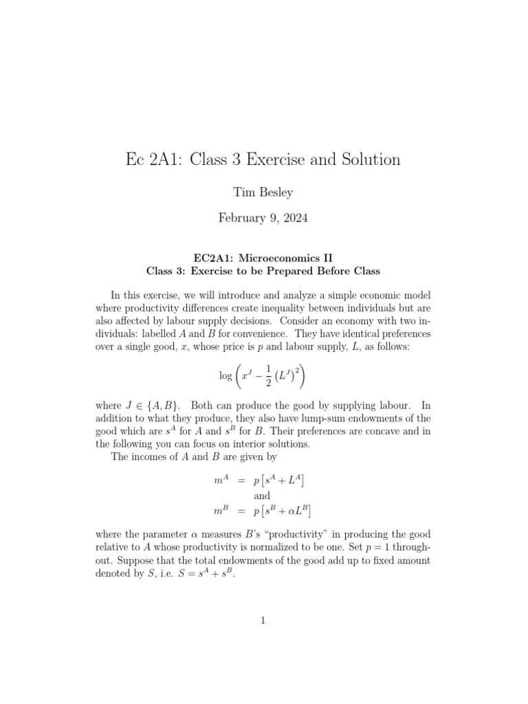 WT EC2A1 Class 3 Solutions | PDF | Labour Economics | Economics
