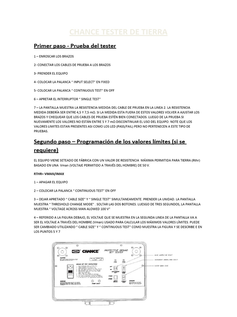 Chance Tester de Tierra | PDF | Ingenieria Eléctrica | Electricidad