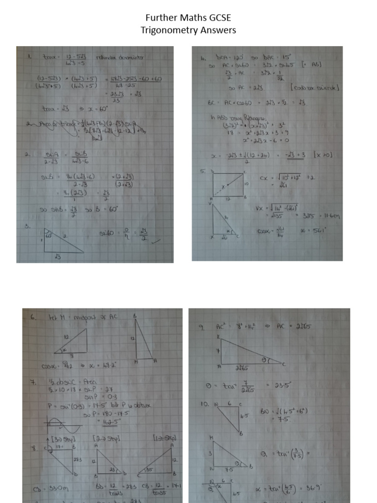 Trigonometry Answers | PDF