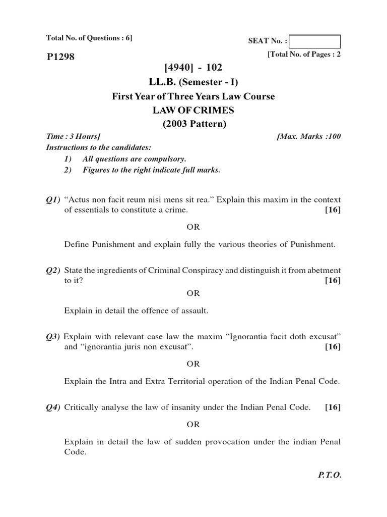 One IPC | PDF | Criminal Law | Crimes