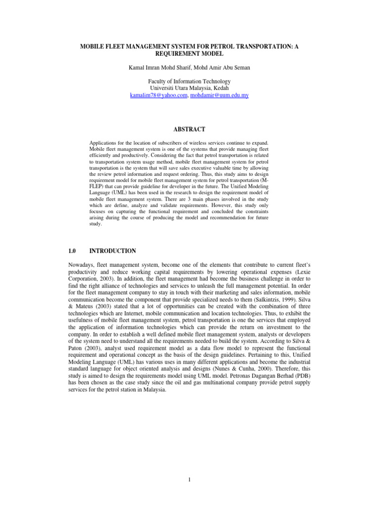 Mobile Fleet Management System For Petro | PDF | Use Case | Unified ...
