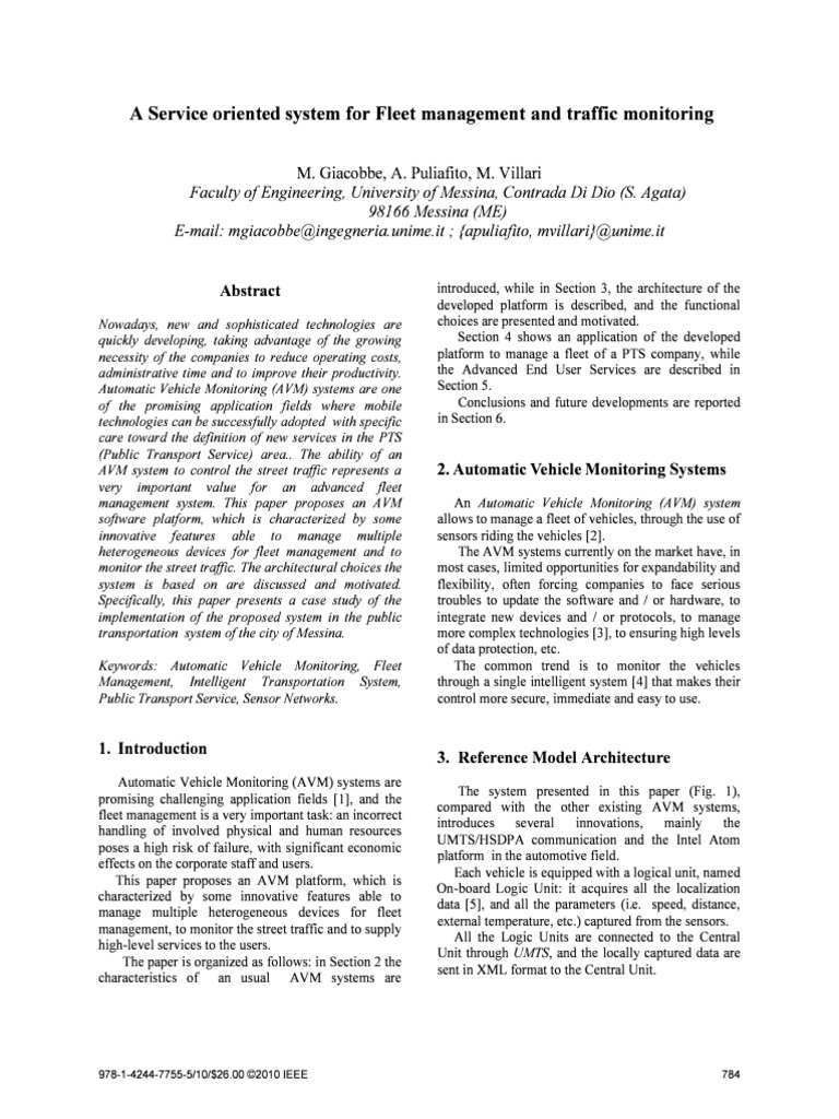 A Service Oriented System For Fleet Mana Download Free Pdf Usb Telecommunications