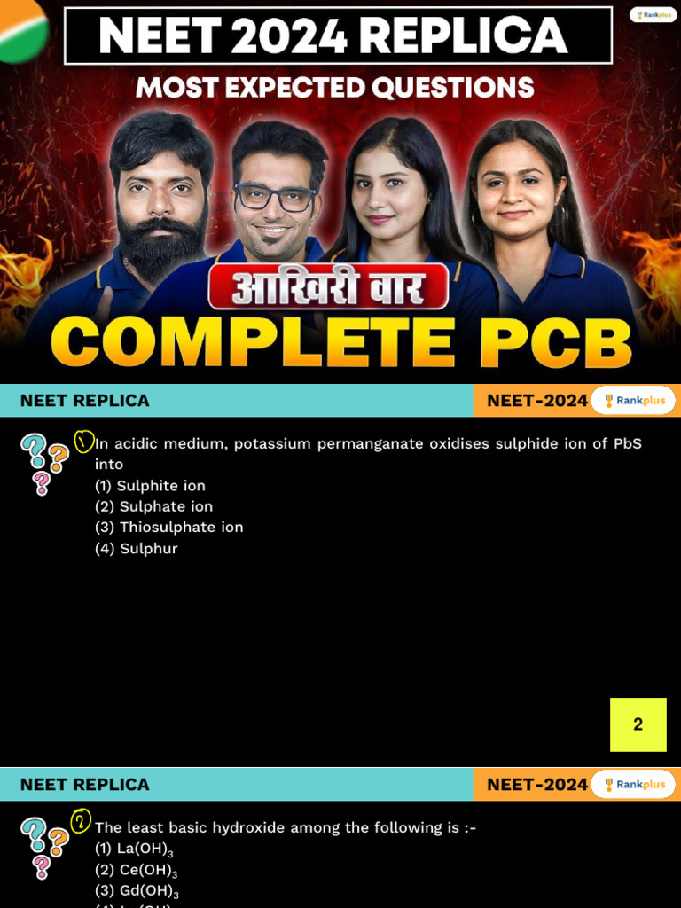 Neet Replica in English-2024 | PDF | Chemical Bond | Valence (Chemistry)