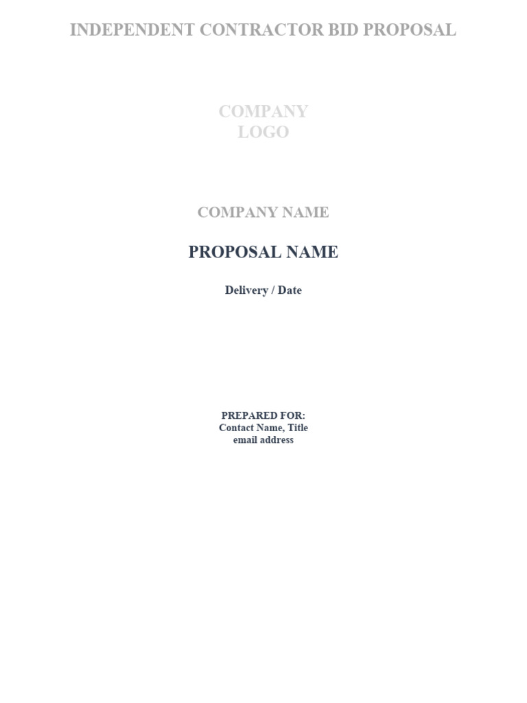Independent Contractor Bid Proposal | PDF | Business