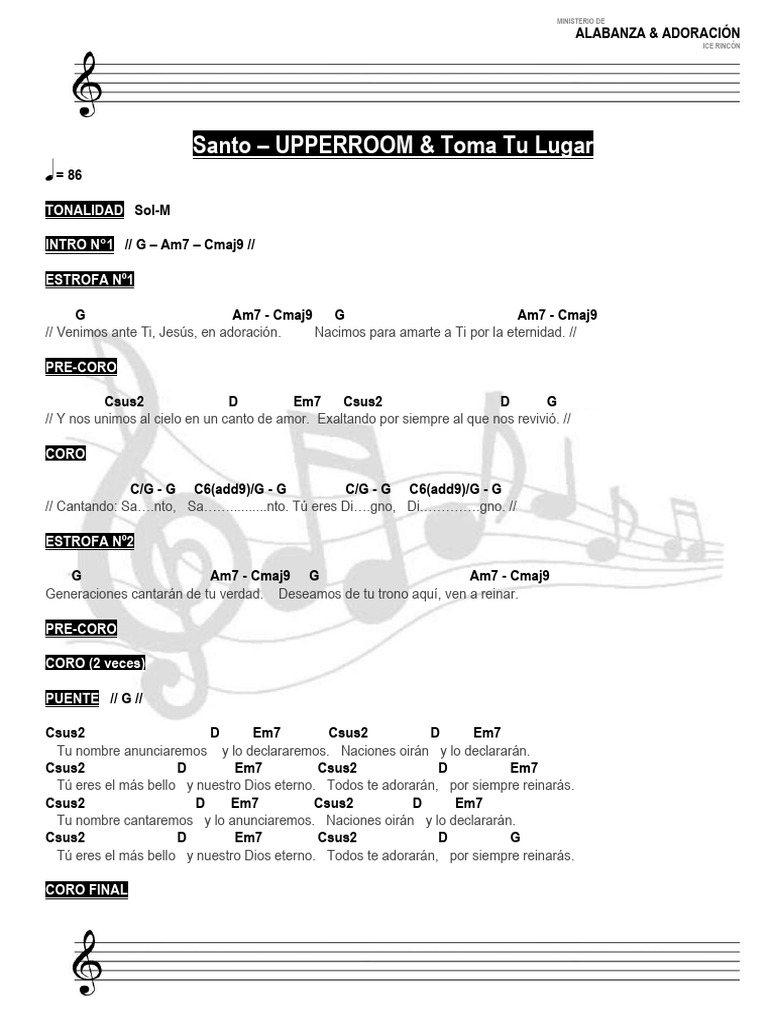 Santo - UPPERROOM & Toma Tu Lugar (Sol) | PDF
