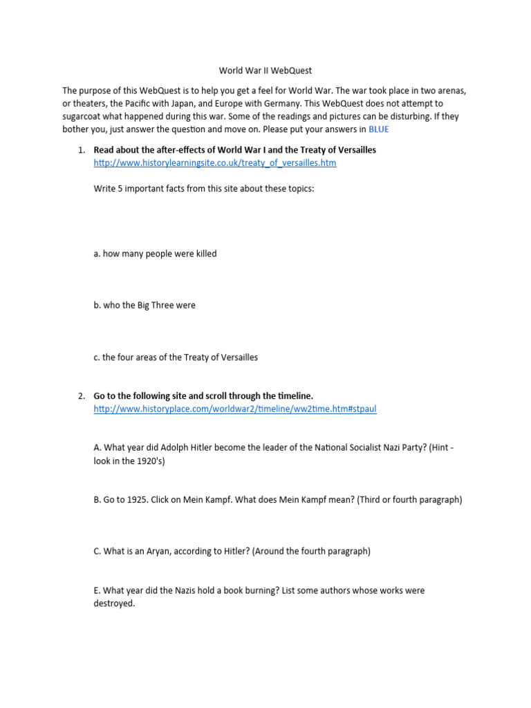 World War II WebQuest CANVAS | PDF | Nazism | World War II
