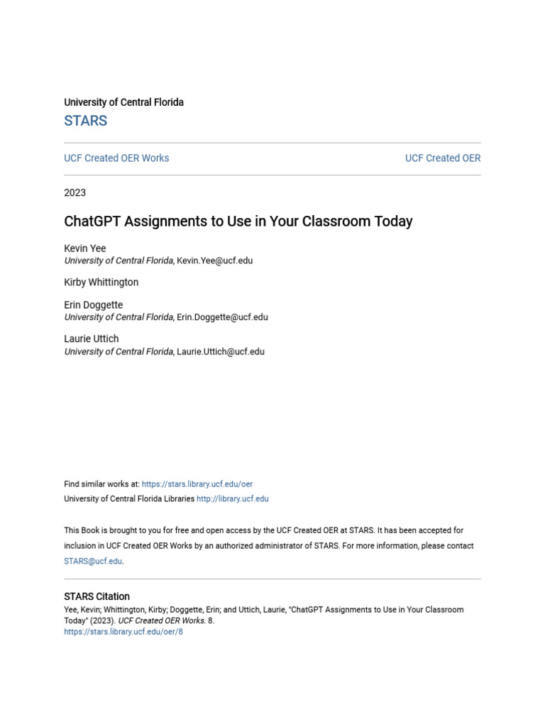ChatGPT Assignments To Use in Your Classroom Today | PDF | Artificial ...