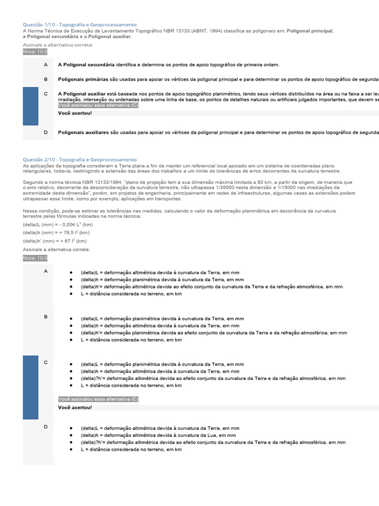 01 - Provas 3 APOL | PDF | Geodésia | Topografia