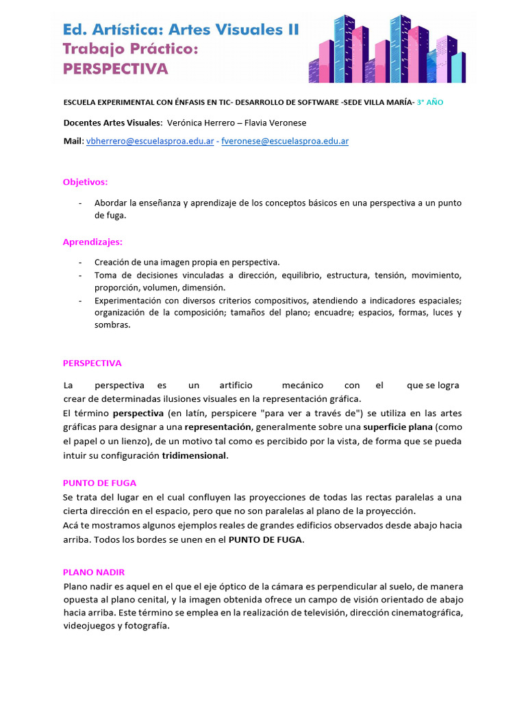 3° AÑO - ARTE - ACT. PERSPECTIVA | PDF | Perspectiva (Gráfica)