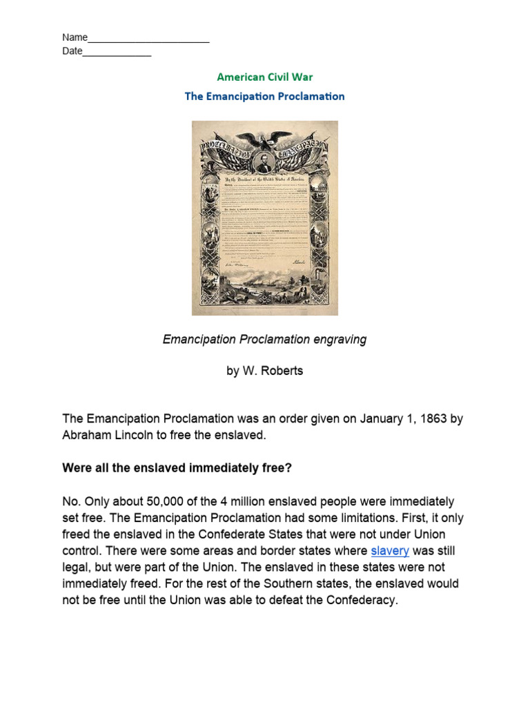 Emancipation Proclamation Reading | PDF | Emancipation Proclamation ...