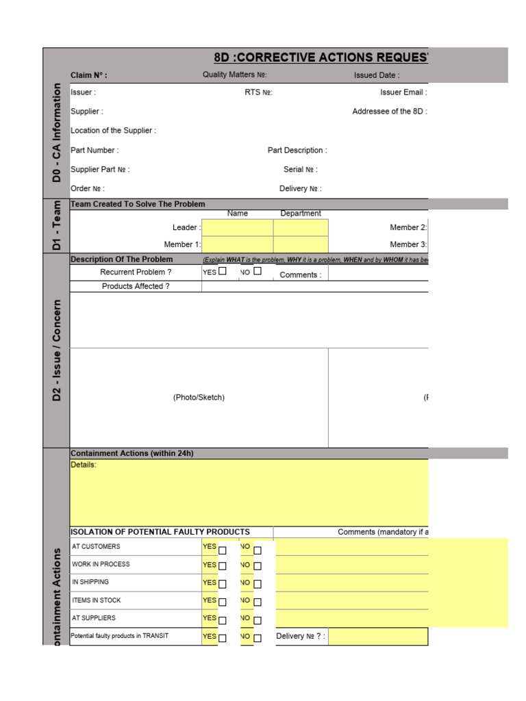 8D Problem-Solving Report Template | PDF