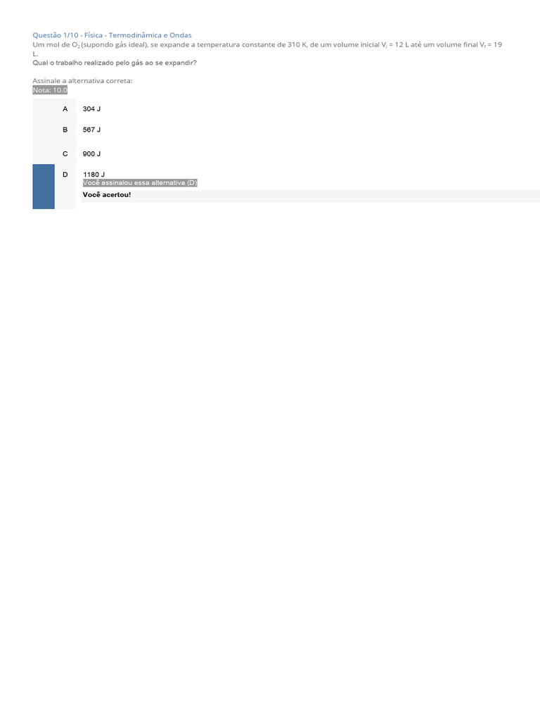 02 - Provas 3 APOL | PDF | Calor | Temperatura
