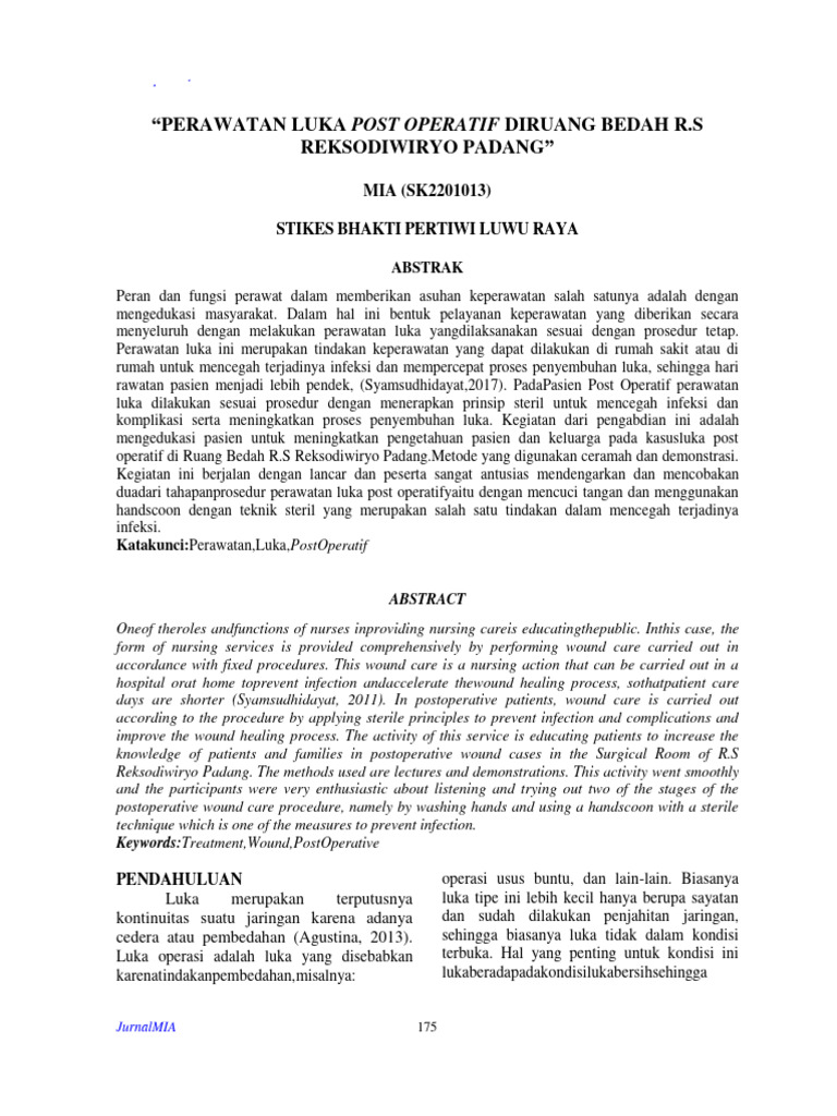 Perawatan Luka Post Operatif di R.S Reksodiwiryo | PDF