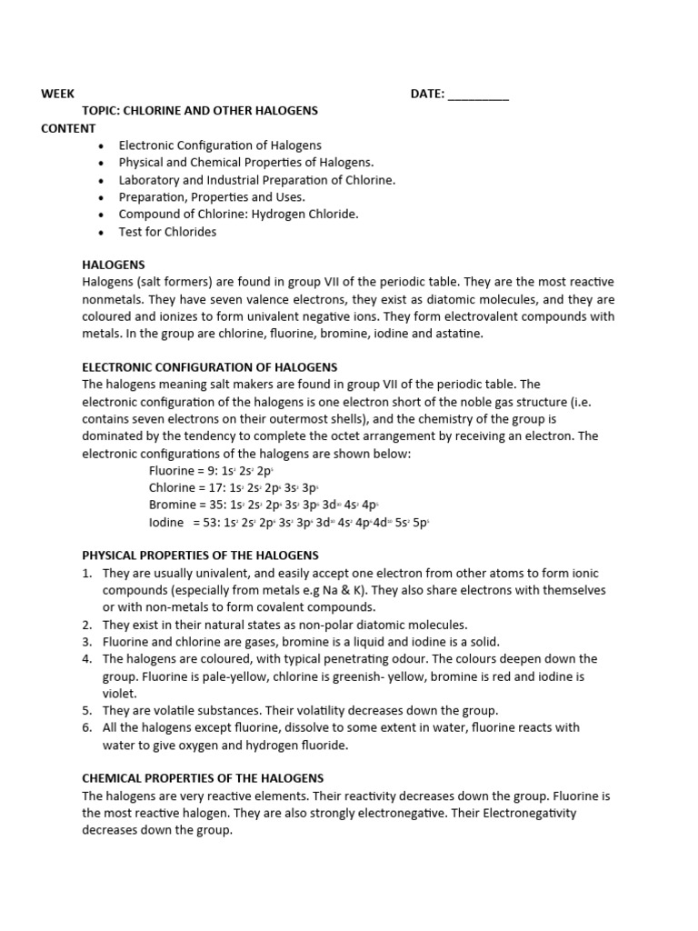Chlorine and Other Halogens | PDF | Chlorine | Chemical Compounds
