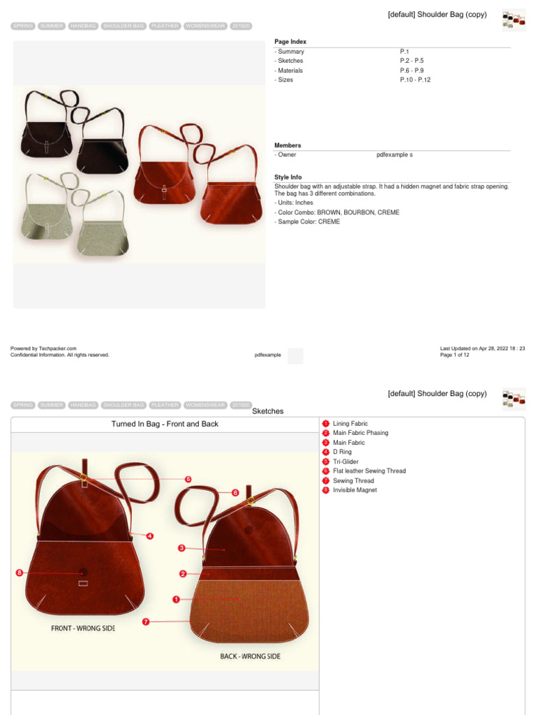 Tech Packer Template Sample Tech Pack Shoulder-Bag | PDF | Yarn | Sewing
