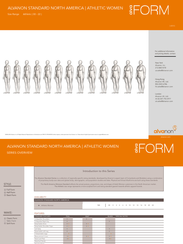 Alvanon Athletic Women's Size Standards | PDF