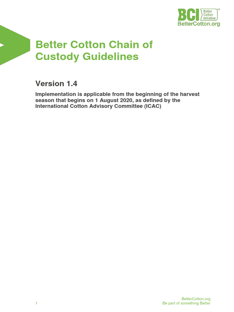 Better Cotton Chain of Custody Guidelines | PDF | Supply Chain | Cotton