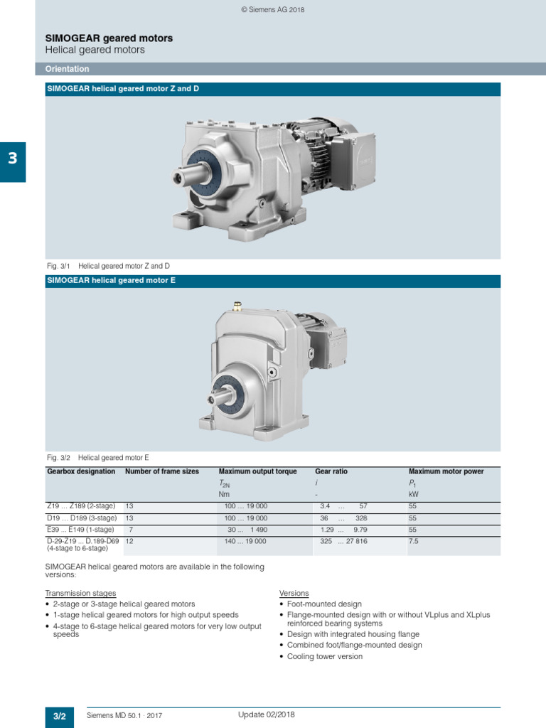 Catalog MD50.1 - SIMOGEAR Gear Motors - Sizes 19 To 189 ZF189 | PDF ...