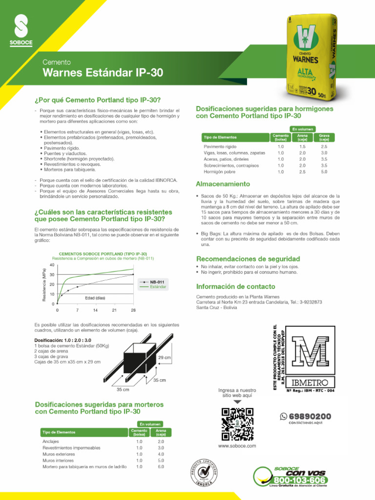 Ficha Tecnica Cemento Warnes | PDF