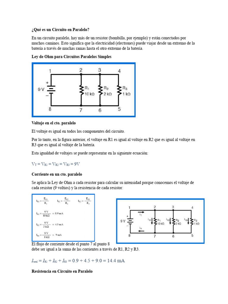 Qué Es Un Circuito en Paralelo | Descargar gratis PDF | Red eléctrica | voltaje