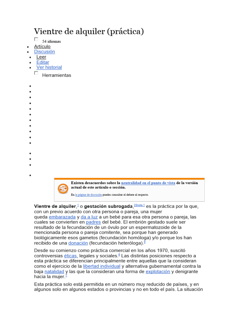 Vientre de Alquiler: Definición y Legalidad | PDF | Subrogación ...