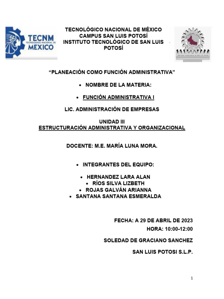 Estructura Administrativa Organizacional Proyecto E1 | PDF | Business