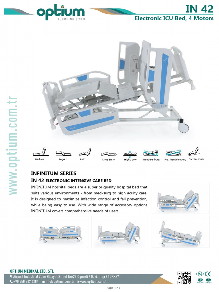 IN 42 - Electronic ICU Bed, 4 Motors | PDF | Intensive Care Unit