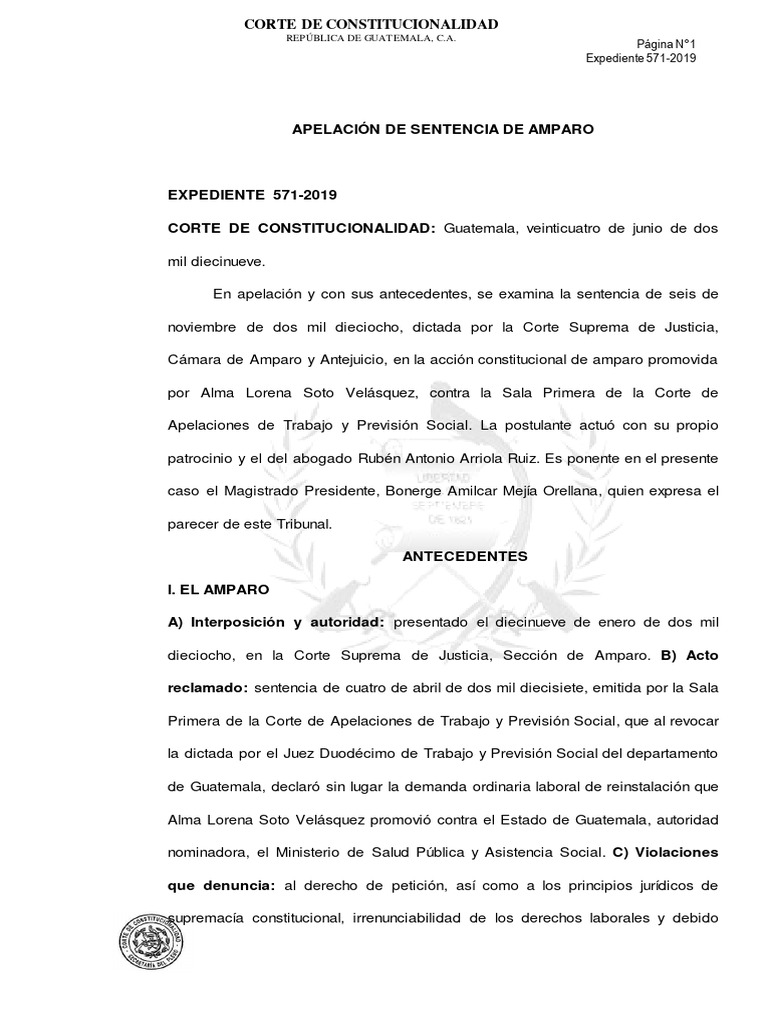 Amparo de Alma Soto: Despido Embarazo | PDF | Sentencia (ley) | Derecho ...