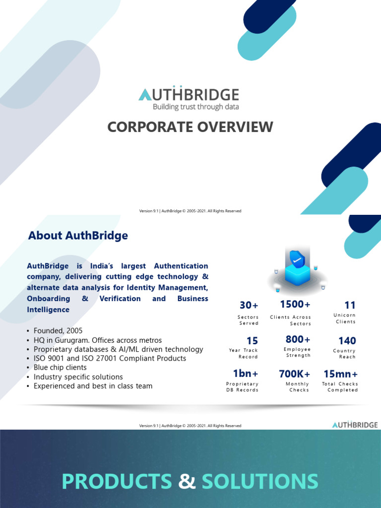 Authbridge Corporate Overview Pdf Authentication Business