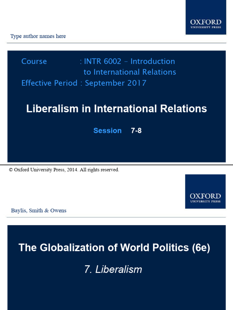 Liberalism in International Relations | PDF | Liberalism | Globalization
