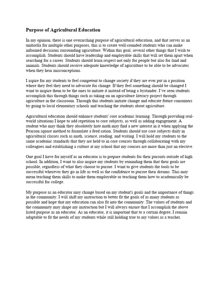 Hope Stansell-Purpose Statement | PDF | Learning | Behavior Modification
