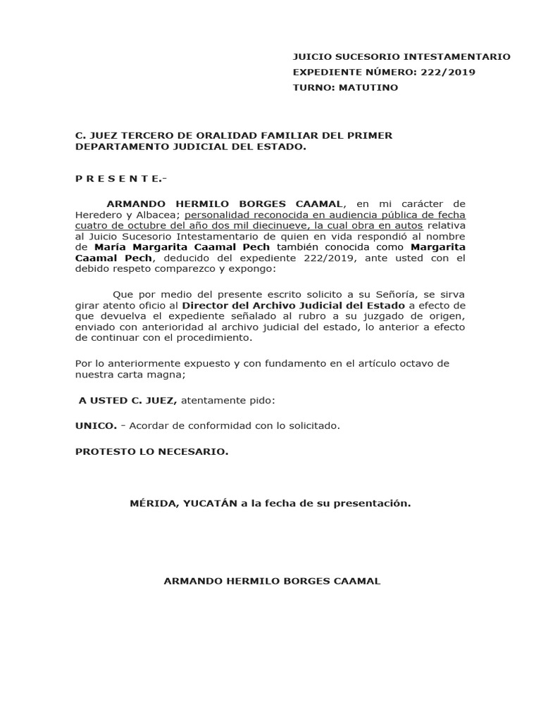 Solicitud Devolución de Expediente Del Archivo Judicial | PDF