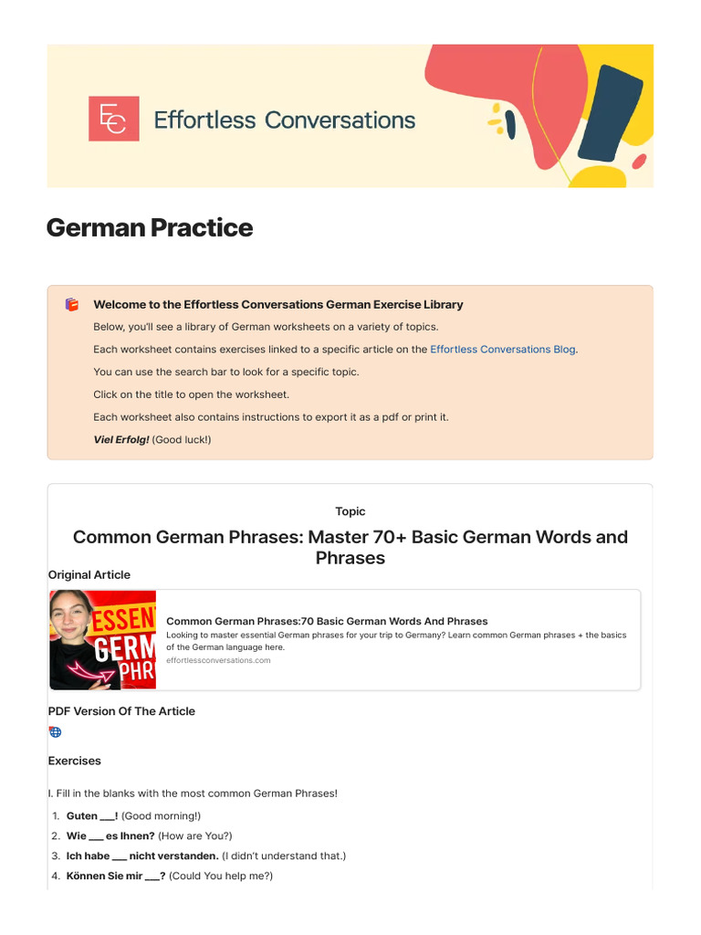 German Phrases for Travelers | PDF