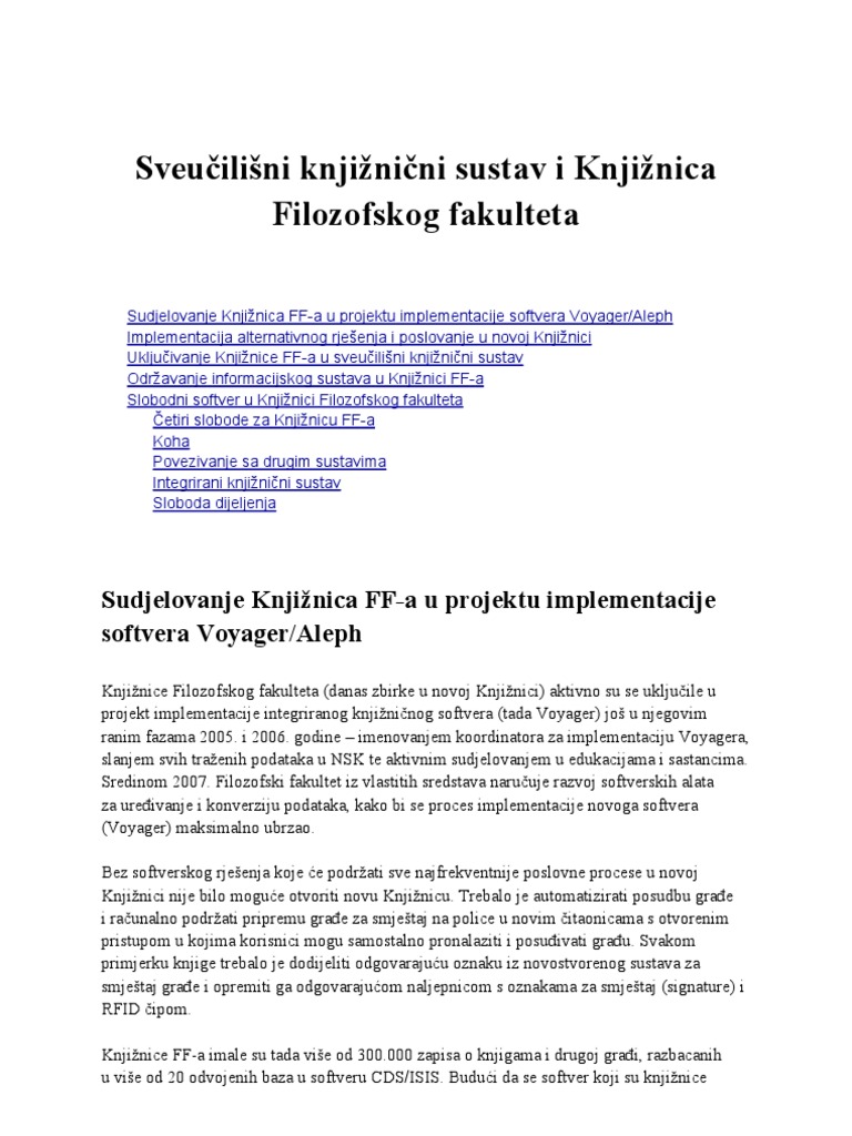 Koha FFZG | PDF Koha FFZG | PDF