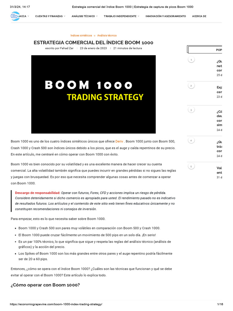 Estrategia comercial del índice Boom 1000 _ Estrategia de captura de ...