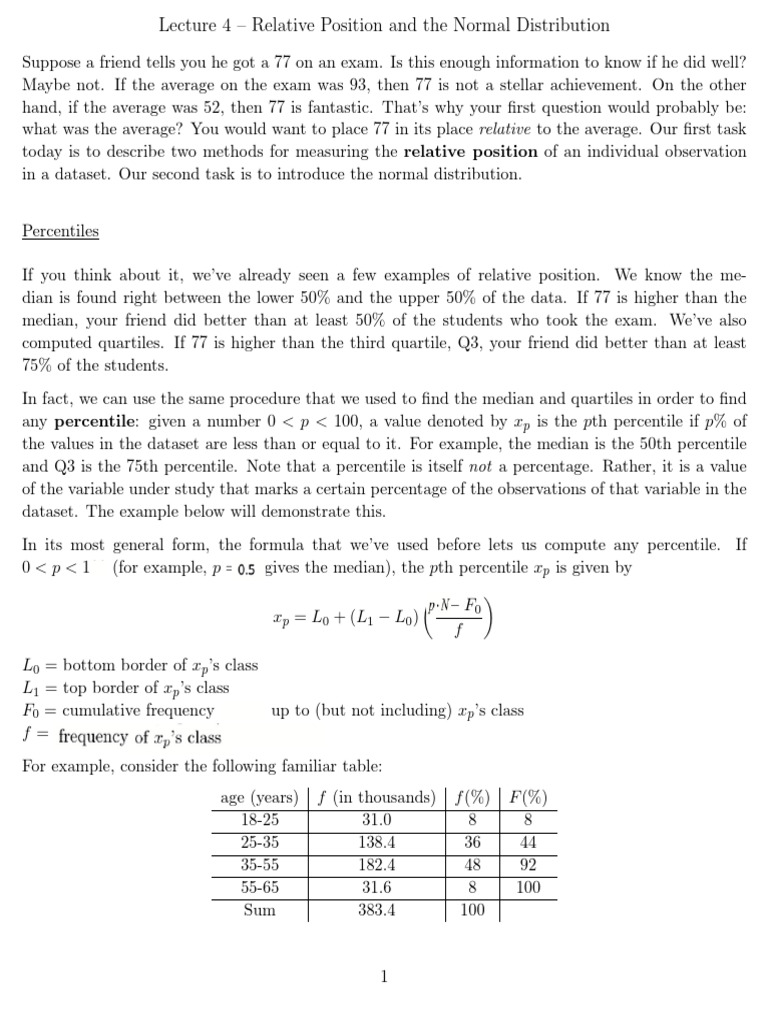 Lecture 4 - Statistics and Data Analysis I 2 | PDF | Median | Quartile