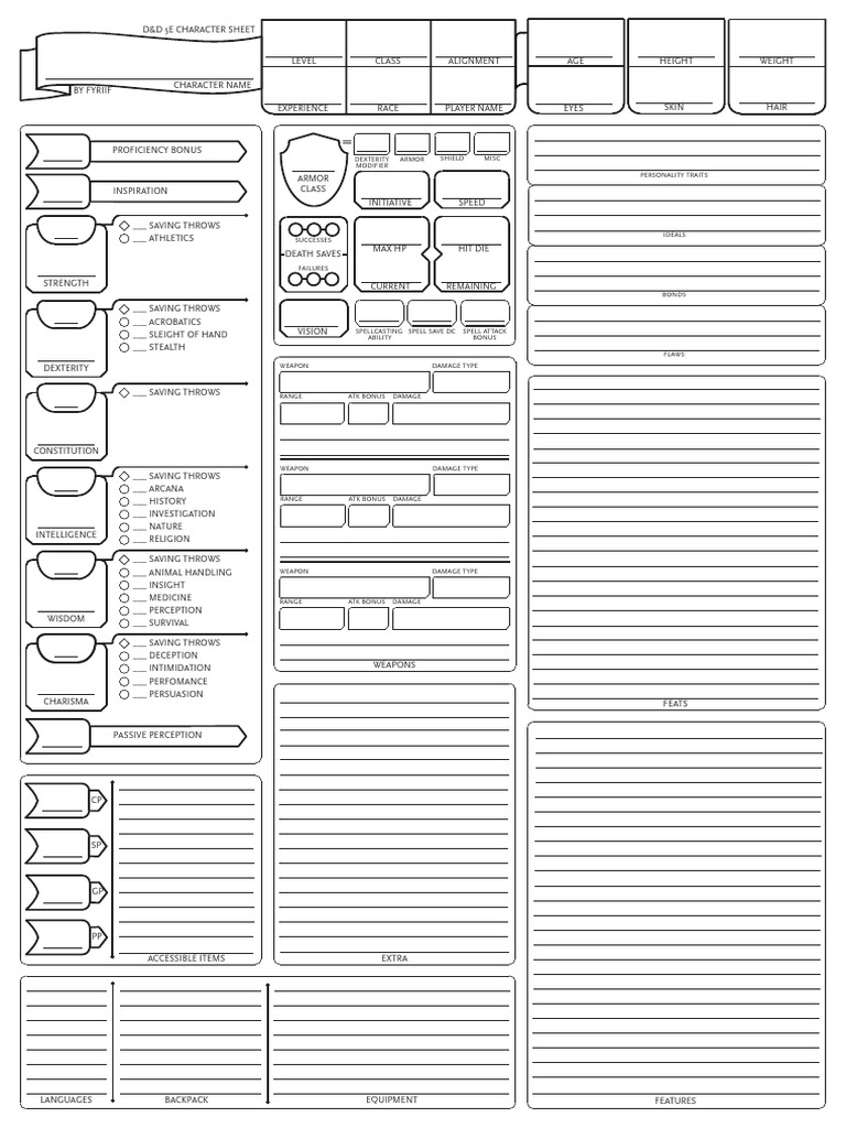 D&D Character Sheet Custom 2 | PDF | Role Playing Games | Role Playing ...