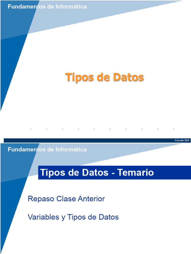 Tipos de Datos Clase 2 | Descargar gratis PDF | Lenguaje de programación | Python (lenguaje de ...